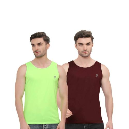 Buy CLOTHINK HUB Neon, Maroon Solid Poly Blend Standard Length Vest ...