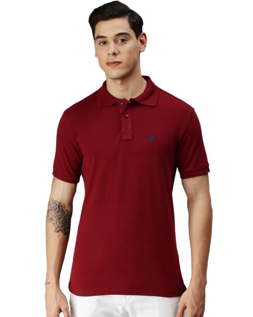 Buy Mens Maroon Solid Polo Collar T-Shirt Online at Best Prices in ...