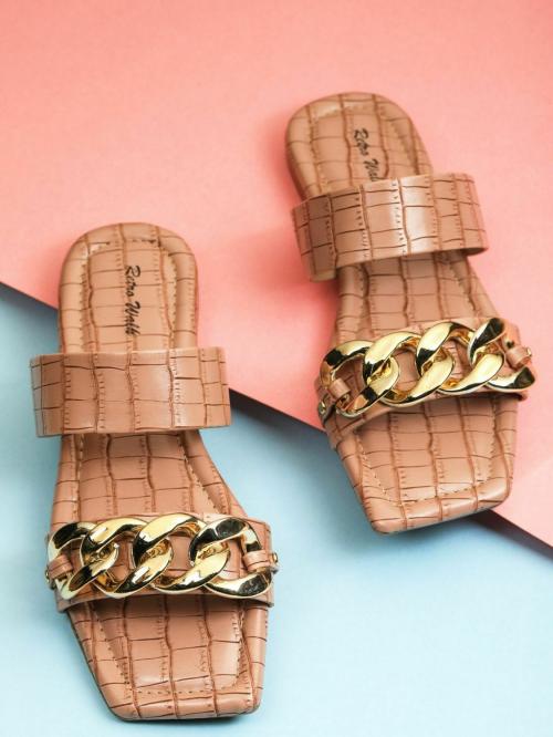 Buy RetroWalk Peach stylist Flat Sandals for Women Online at Best ...