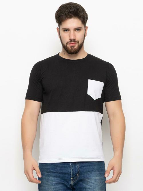 Buy EMERALD APPAREL TRADING Color Block Men Black, White T-Shirt Online ...