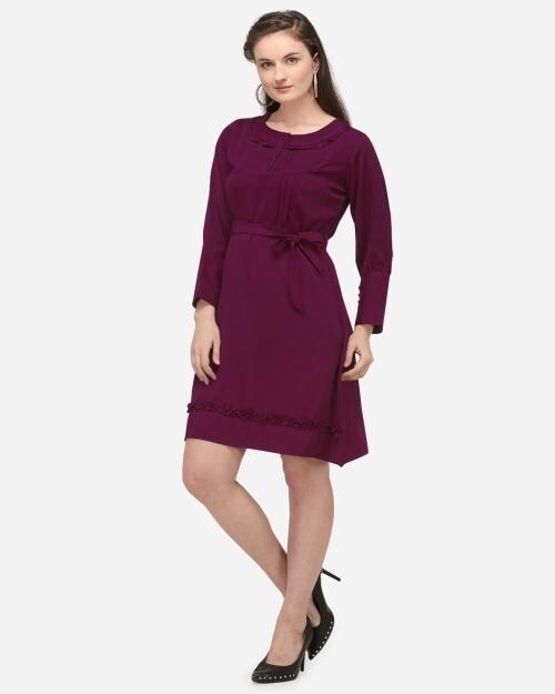 Buy 14 Fab Women Polyester Grey Color Dress For Women Online at Best ...