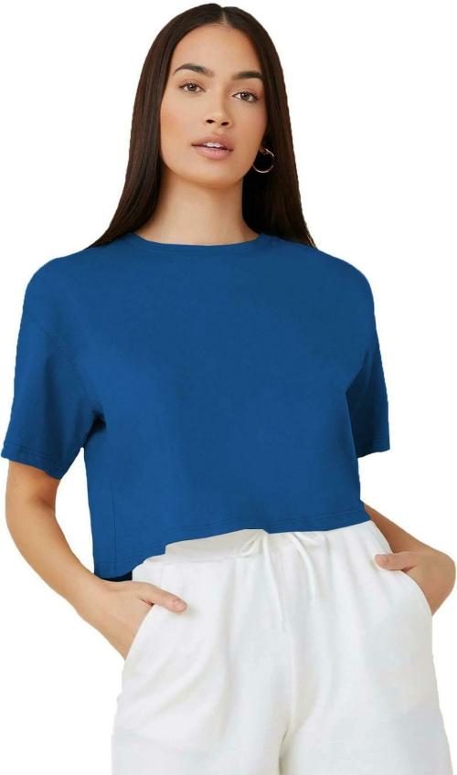 Buy THE BLAZZE_Women Cotton Blend Royal Blue Crop Top_M Online at Best Prices in India - JioMart.