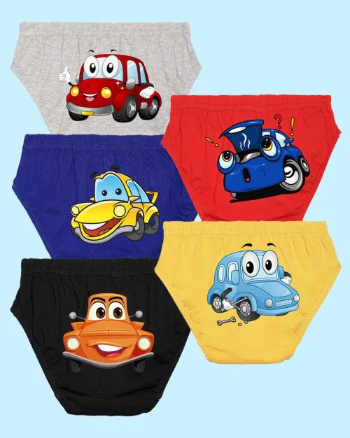 Buy Nusyl Boys Multicolour Cars Printed Briefs Pack Of 5 Online at Best ...