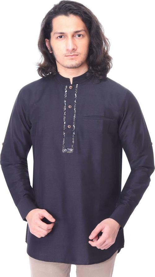 Buy Rene Men Black Pure Cotton Solid Kurtas Online at Best Prices in ...