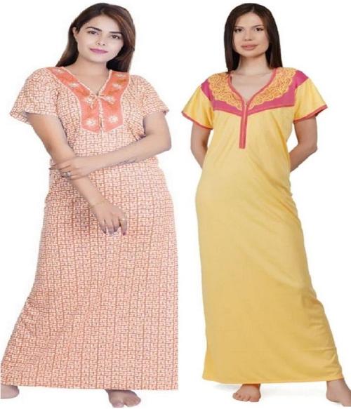 Buy BEAUTY CRAZE Women's Hosiery Cotton Nightgown Maxy Nighty Combo ...
