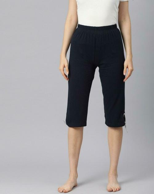 Buy NOTYET BY US Women Navy Solid Capris (40) Online at Best Prices in ...