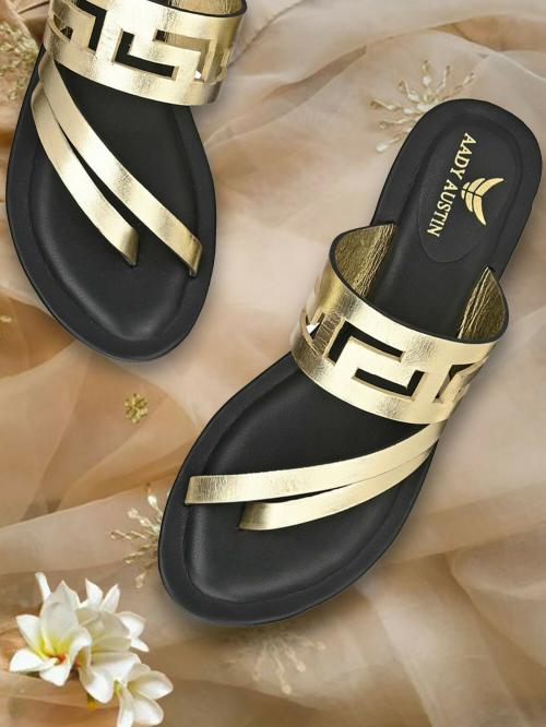 Buy Aady Austin Women's Faux Leather Gold Slip-On Flats Online at Best ...