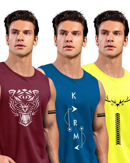 Buy Ausk Maroon & Teal Men's Vest Pack of 3 Online at Best Prices in ...