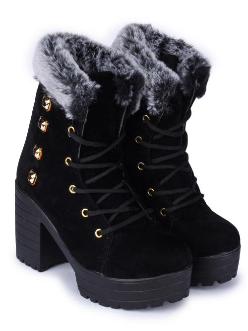 Buy Shimari's Trendy Black Suede Boots for Women Online at Best Prices ...