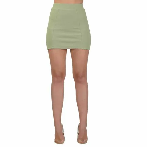 Buy CHERI Women Polyester Slim Fit Pista Green Mini Skirt Green Online ...