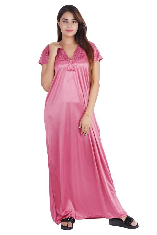 Buy NACNO Women's Plan Satin Nighty/Maxi/Nightgown Online at Best ...