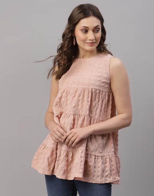 Buy Selvia Women Orange Self Design Cotton Blend Top | tops for women ...