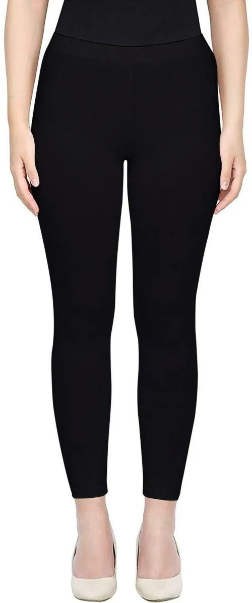 Buy The Blazze Women Black Solid Cotton Blend Leggings, Extra Large ...