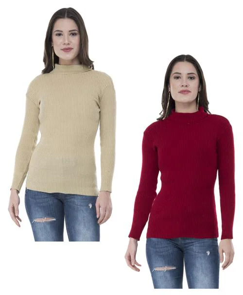 Buy IndiWeaves Women Woollen Warm Full Sleeves High Neck Skivvy (Pack ...