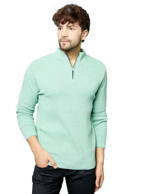 Buy Kvetoo Men High Neck Zipper Full Sleeve Woolen Winter Sweater ...