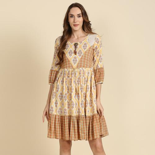 Buy Madhuram Women Short Western Dresses Style with Floral Printed and ...