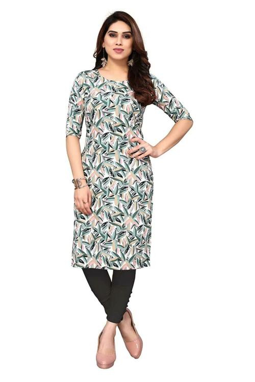 Buy Helwin Desiner Women and Girls Green Floral Printed Crepe A-Line ...