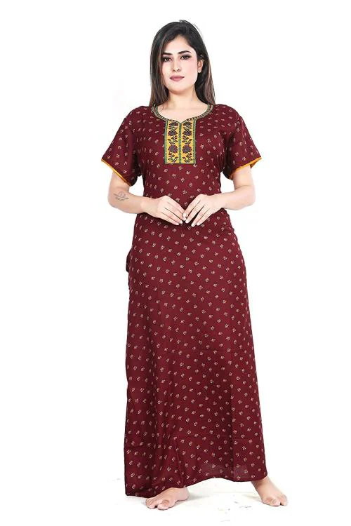 Buy Kavanng Women's Alpine Nighty - with Mini Flower Design and ...