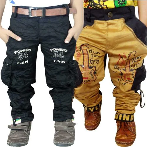 Buy AD & AV Boys Multicolor Woven Design Cotton Pack Of 2 Cargo Pants Online at Best Prices in ...