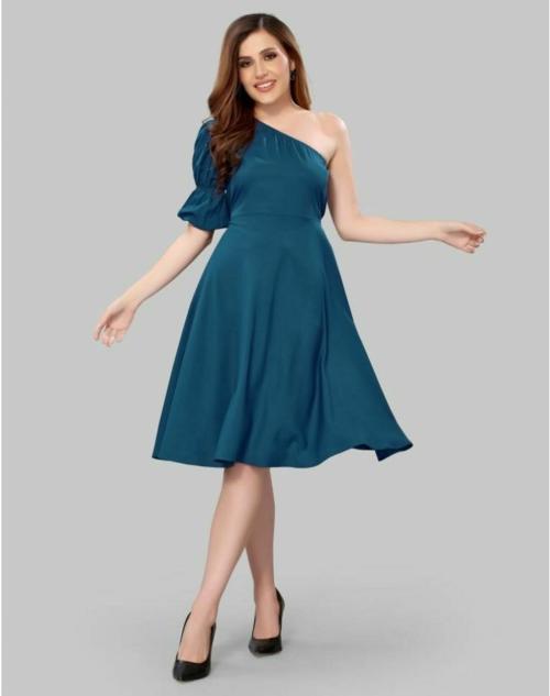 Buy Mevika Teal One Shoulder Dress Online at Best Prices in India - JioMart.