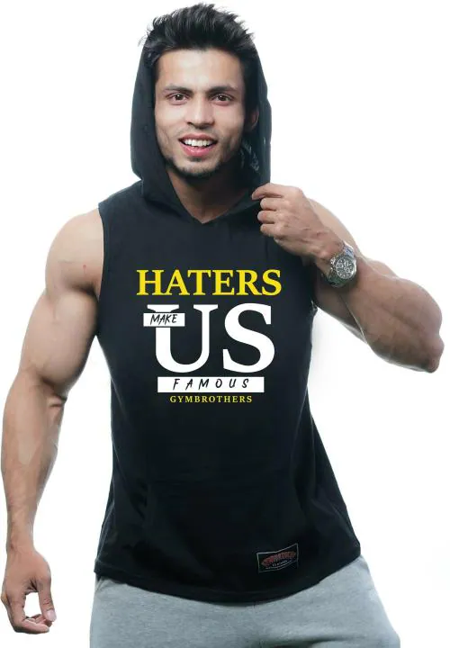 Buy GYMBROTHERS Men's Workout Hooded Body Building Muscle Cut Off T ...