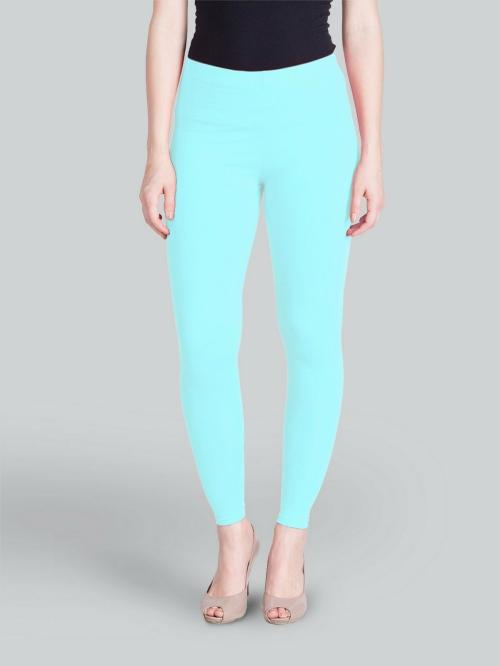 Buy LYRA Women's Sky Blue Solid Ankle Length Leggings(Light Blue ...