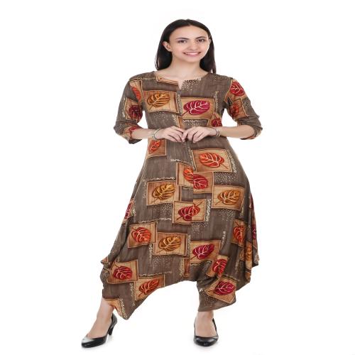 Buy BE DRESSED brown color dhoti jumsuit with a concealed zip in the ...