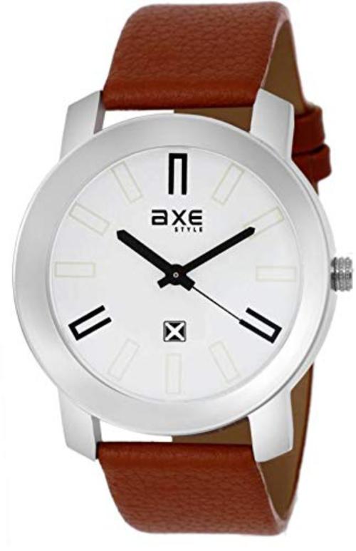 Buy Axe Style Analog White Dial Brown Strap Wrist Watch for Men ...
