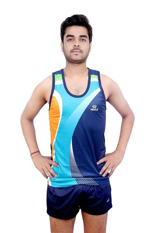 Buy Henco Navy Blue Unisex Sublimation Athletic Sando & Shorts Online ...