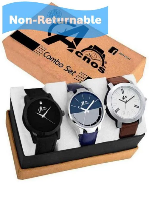 Buy Acnos Analog Multicolor Dial Multicolor Strap Watch For Men - (F433-L24-R21)- Pack of 3 ...