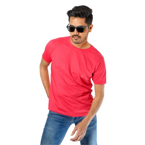 Buy Ciyapa Men's Cotton Sporty Red Color Regular Fit Round Neck Half ...
