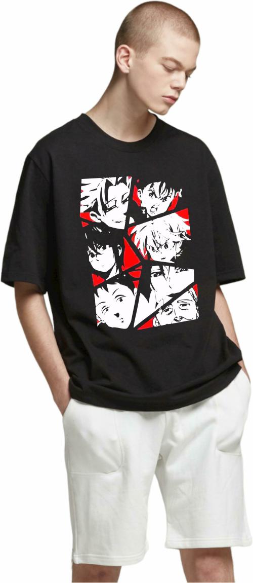 Buy UNIPLANET STORE Men Black Printed Pure Cotton Round Oversized Neck Tshirt (M) Online at Best ...