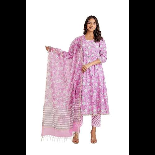 Buy LUGDI Women's Cotton Floral Printed Straight Kurti and Pant Set ...