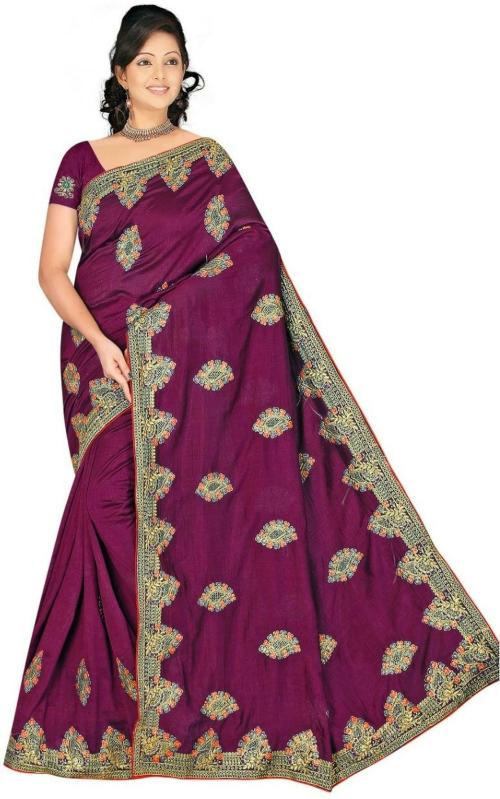 Atharv trendz Kavita Women Purple Dyed Georgette Saree - JioMart