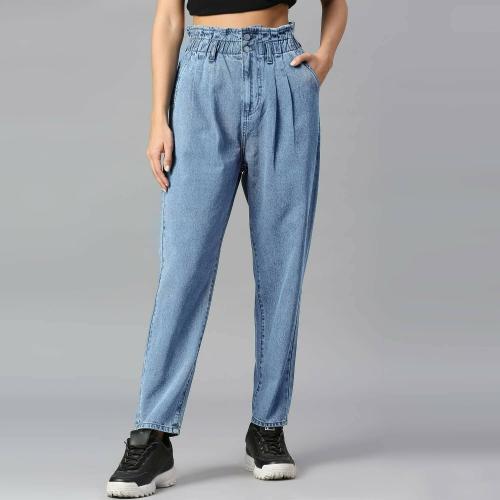 Buy Tarama Women Blue Solid Denim Regular High Rise Jeans (Size 28 ...