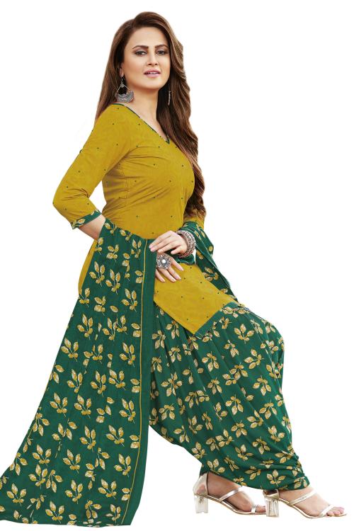 Buy SHREE JEENMATA COLLECTION 1754 YELLOW PATIYALA UNSTICHED DRESS ...