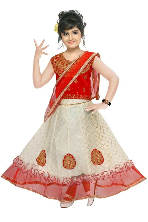 Buy RIDA DRESSES Kids Half Sleeve Traditional Lehenga Choli Special ...