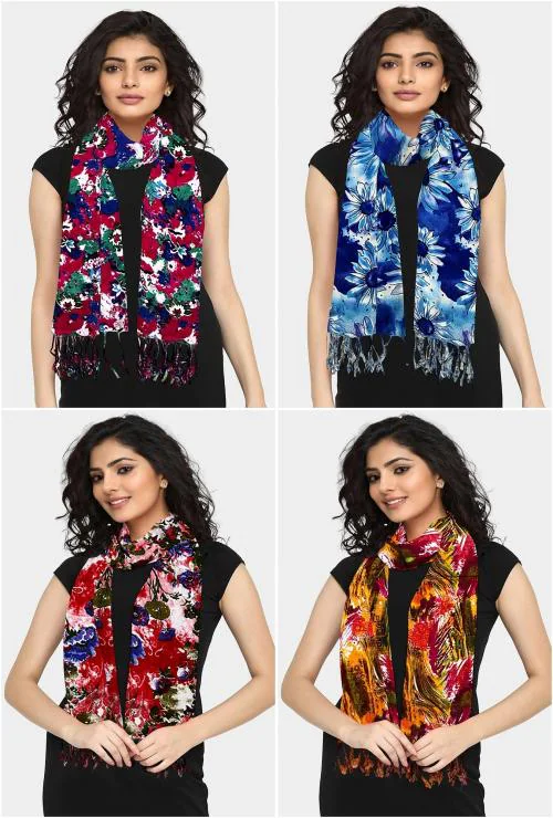 Buy Sanvitta's Printed Viscose Women Stole Set of 4 stoles Online at ...