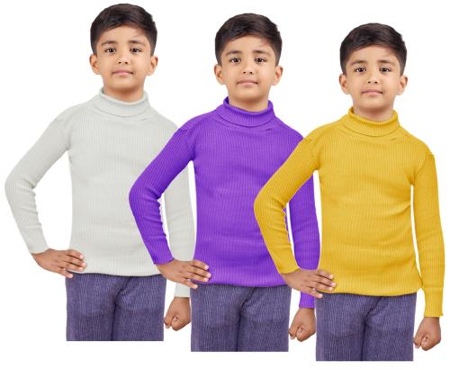 Buy IndiWeaves Boys Wool Warm High Neck Skivvy for Winter (Pack of 3 ...
