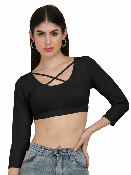 Buy AD2CART A4262 Women Chest X Neck 3/4 Sleeve Crop Top For Womens ...