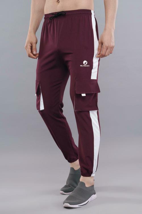 Buy Welcome Boys Men Maroon Colorblock Lycra Blend Cargos Online at ...