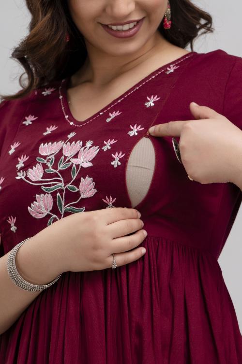 Buy Step Queen Maternity Feeding Gown Dress For Women Ladies Online at ...