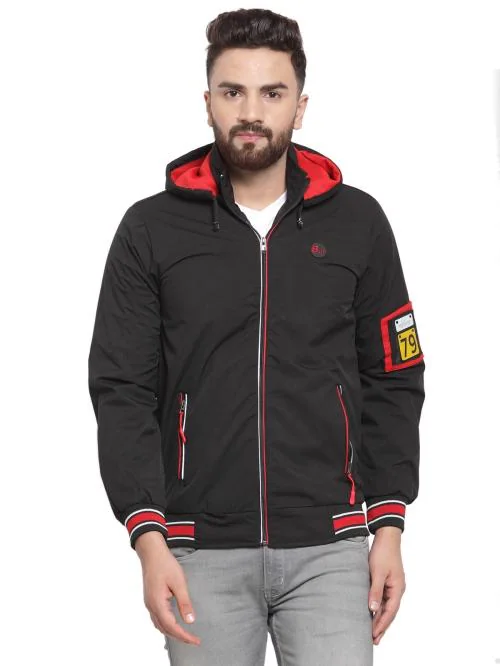 Buy Ben Martin Men's Hooded Regular Fit Nylon Full Sleeve Bomber Jacket ...