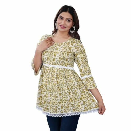 Buy B BARVI FAIL Women Rayon Floral Tops | Short Rayon Kurti for Women ...