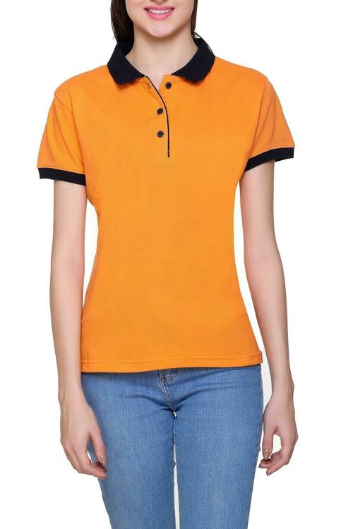Buy Colors and Blends Women Light Orange Solid Standard Length Polos Online at Best Prices in ...