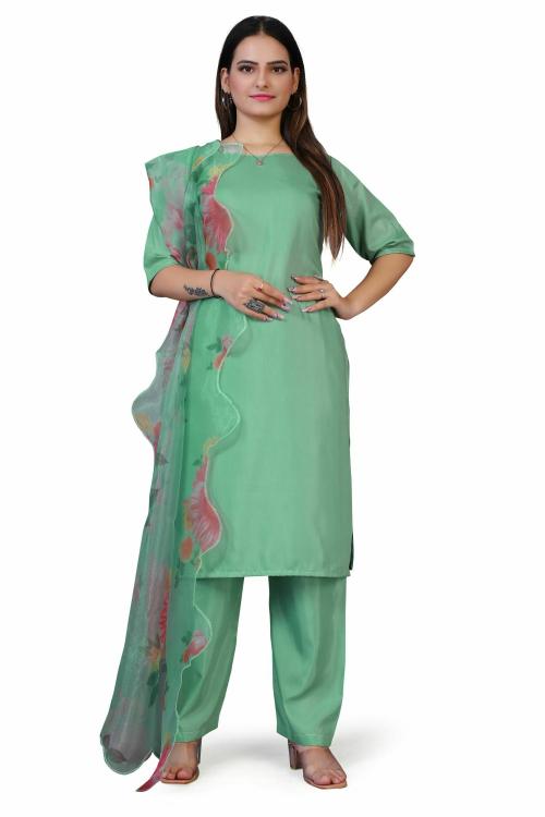 Buy Snizvi Women's Solid Cotton Silk Regular Fit Elbow length Sleeves ...