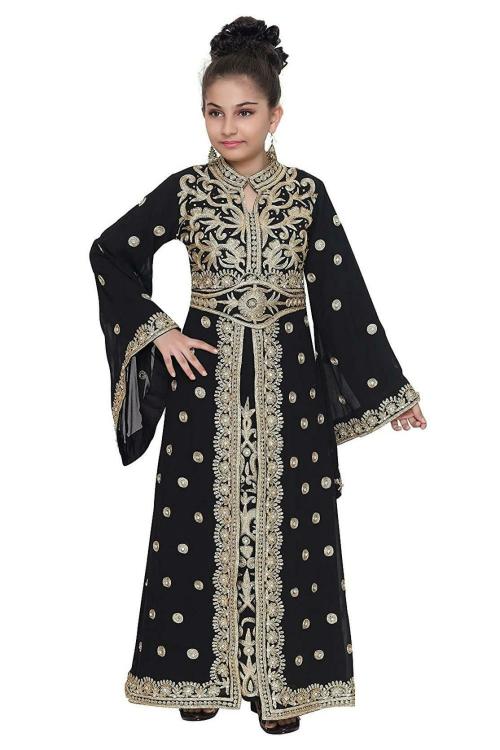 Buy Maxim Creation Girls Black and Gold Designer Polyester Takchita ...