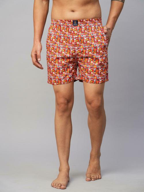 Buy Urban Scottish Red Printed Pure Cotton Men Boxer Online at Best ...