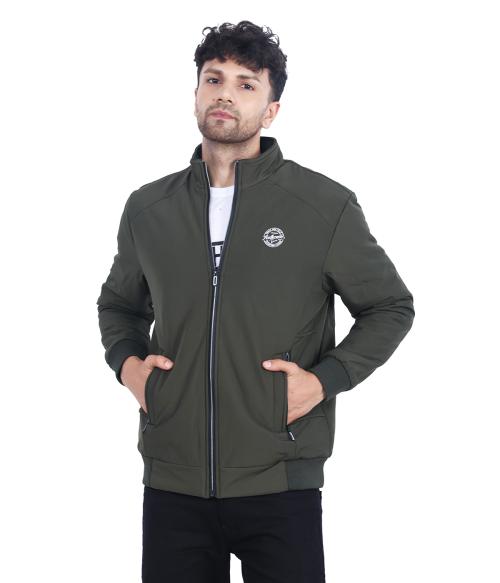 Buy Dollar Casual Solid Bomber Jacket For Men In Olive Green Color Online at Best Prices in ...
