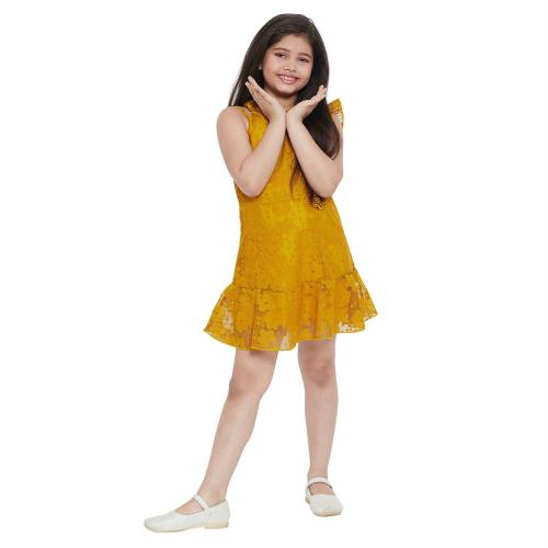 Buy Stylo Bug Girls Yellow Polyester A-Line Knee-Length Dress (13 Years ...